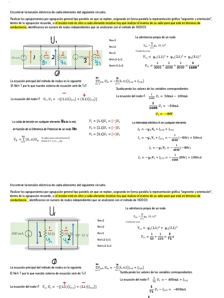 Ejercicios Resueltos NODOS CD | PDF | voltaje | Ciencia de los Materiales