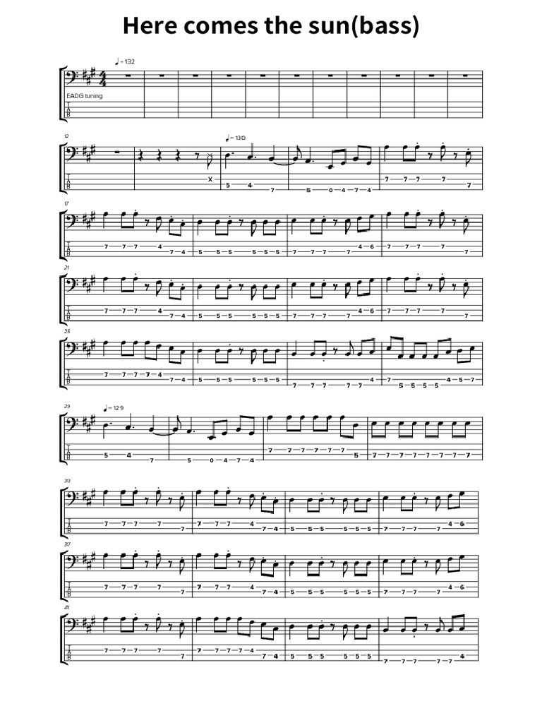 Here Comes The Sun (Bass) | PDF
