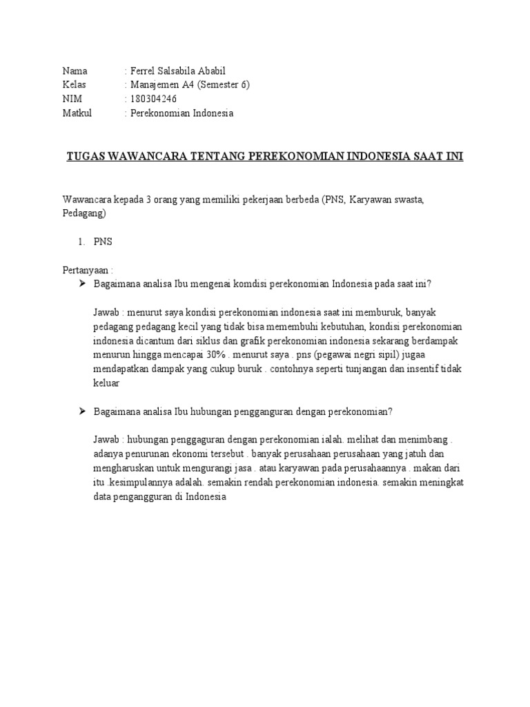 Tugas Wawancara P15 | PDF