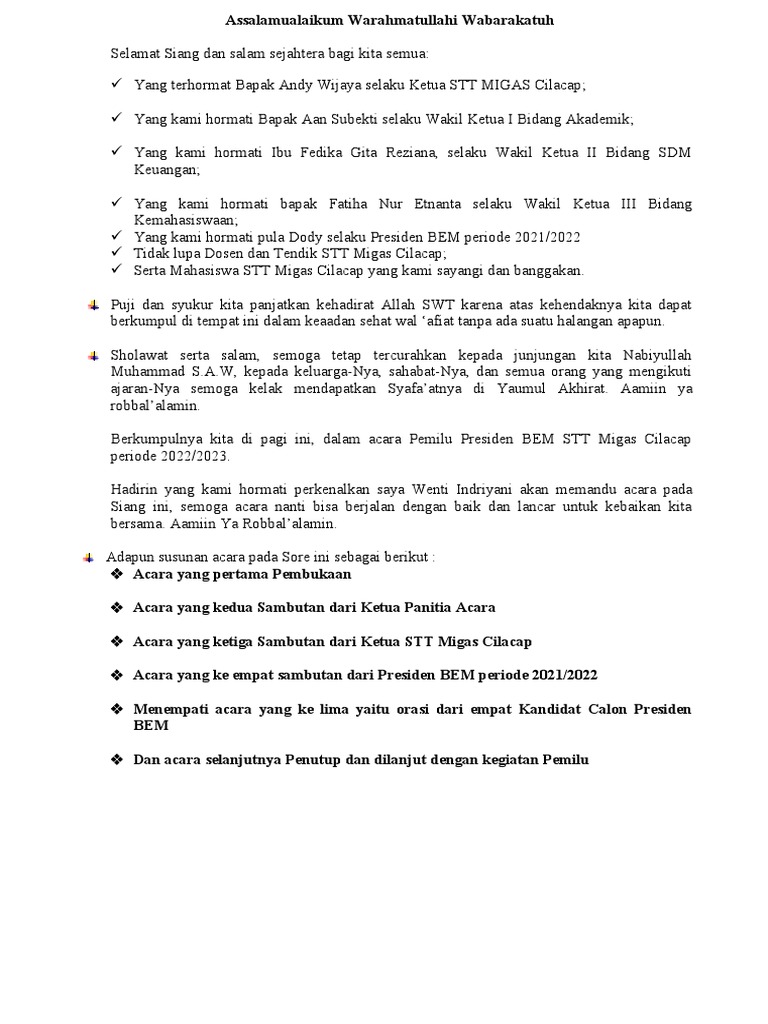 MC Pemilu Bem 2022 | PDF