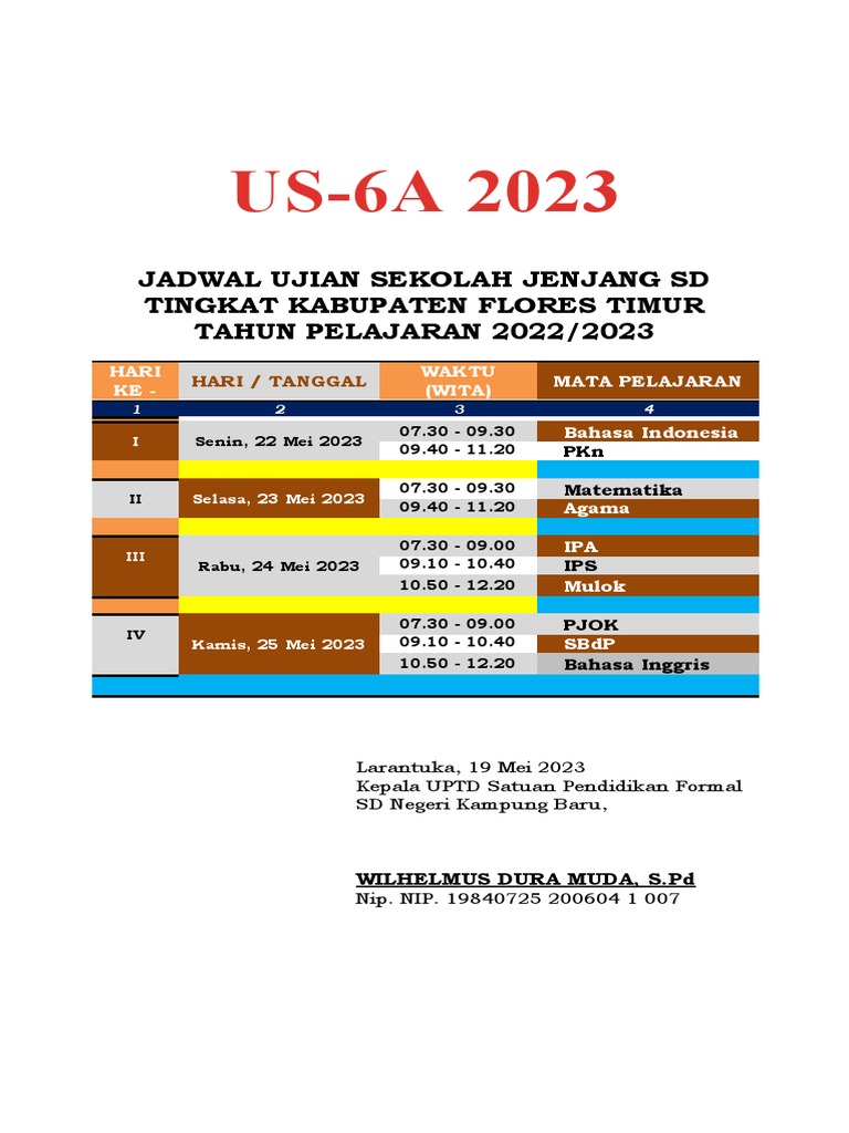 Jadwal Us 2023 | PDF