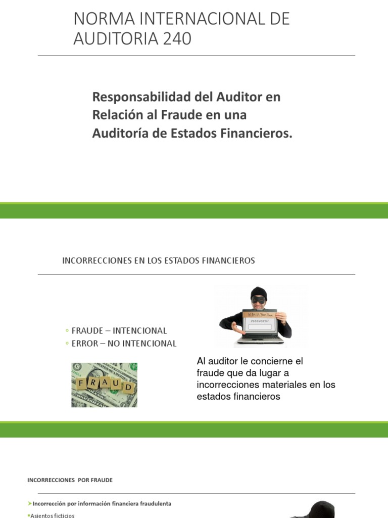 Isa 240 Responsabilidad Del Auditor en Relación Al Fraude en Una Auditoría de Estados ...
