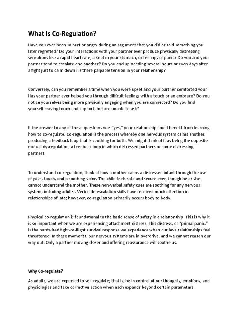 What Is Coregulation | PDF | Emotional Self Regulation | Nonverbal ...