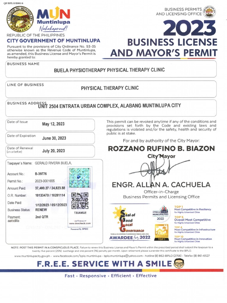 2nd Quarter Buela Business Permit 2023 | PDF