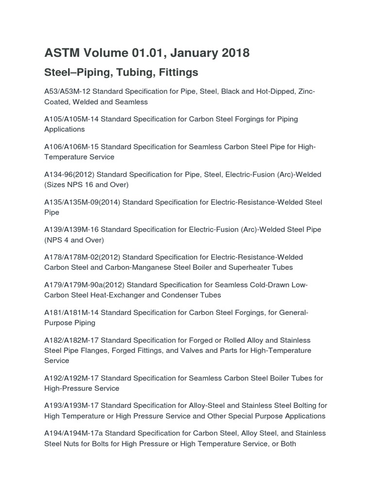 ASTM Steel Pipe and Fittings Standards | PDF | Pipe (Fluid Conveyance ...