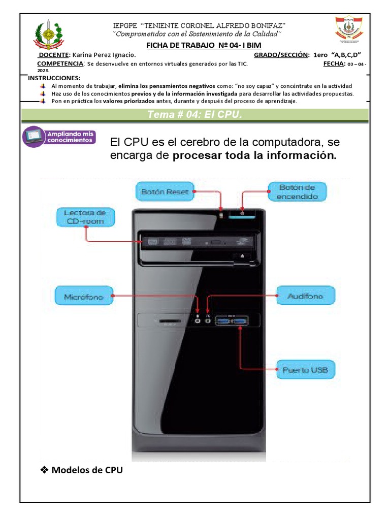 Modelos de CPU para Primer Grado | PDF