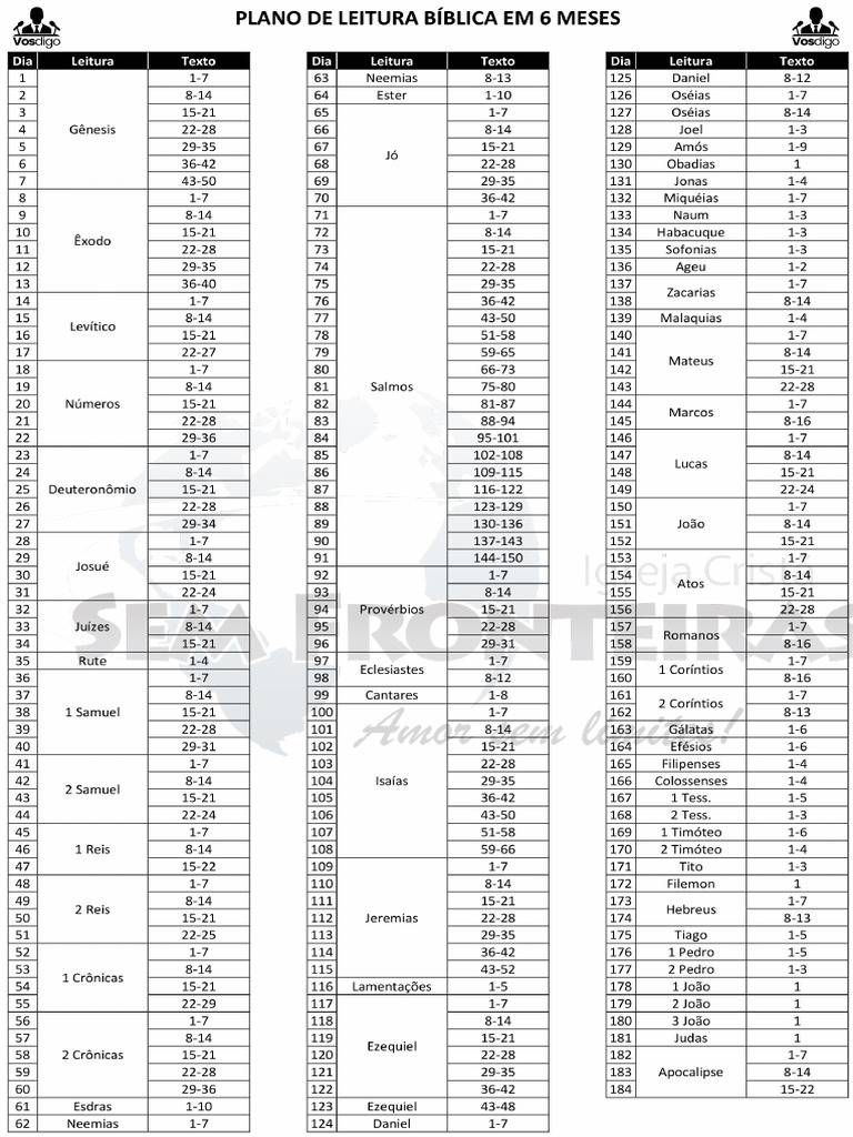 Plano de Leitura Da Biblia em 6 Meses | PDF