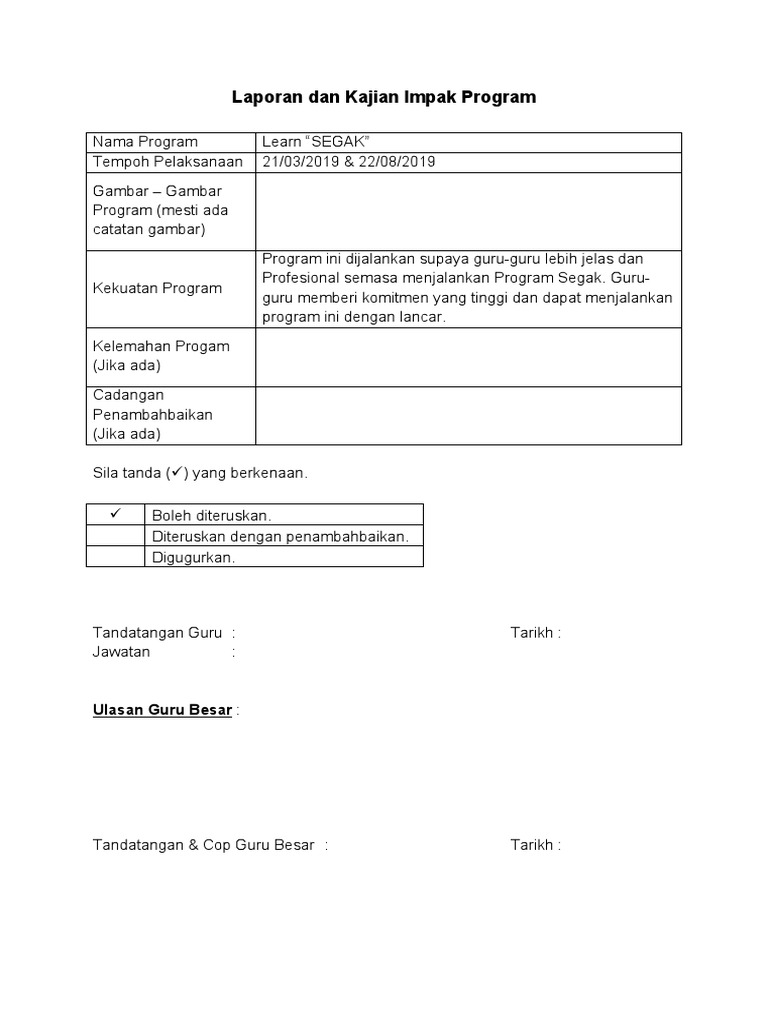 Laporan Dan Kajian Impak Program Learn Segak | PDF | Karier & Perkembangan | Komputer