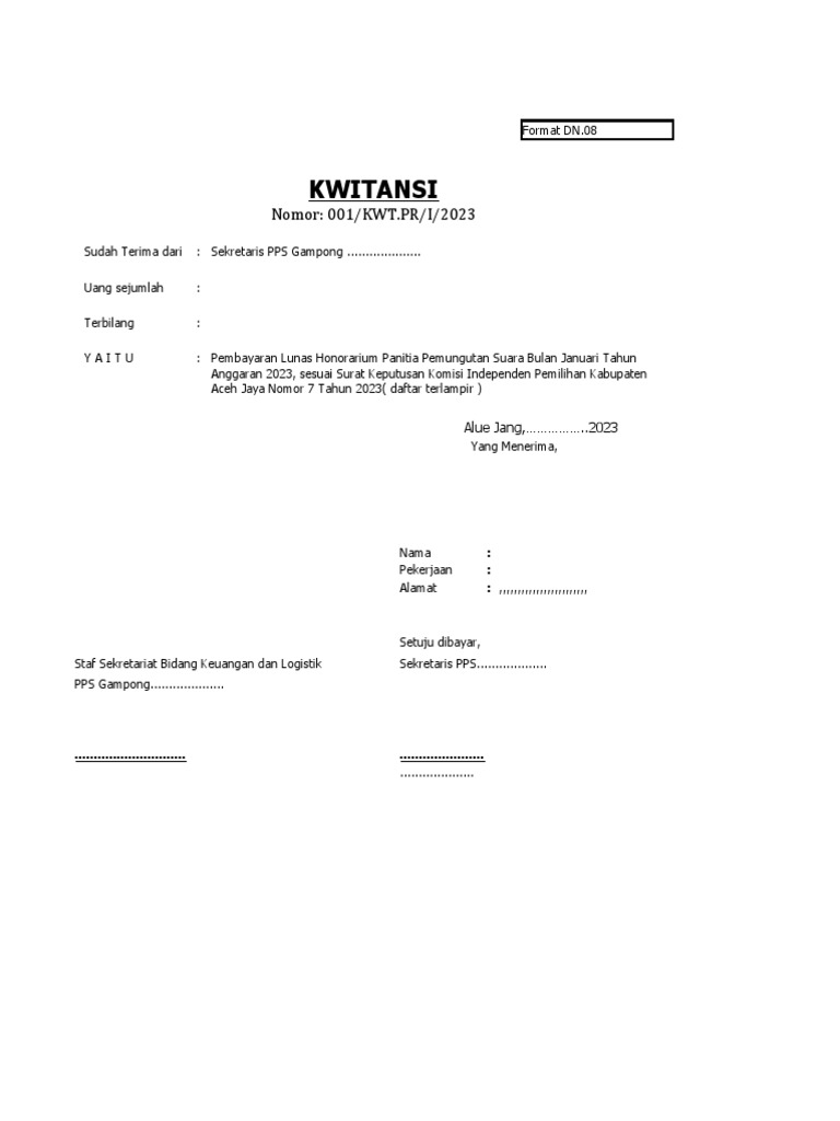 Kwitansi Bahan Kantor PPS | PDF