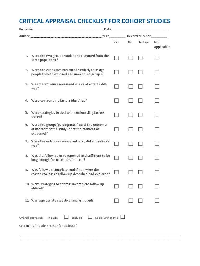 Checklist For Cohort Studies | PDF | Confounding | Cohort Study