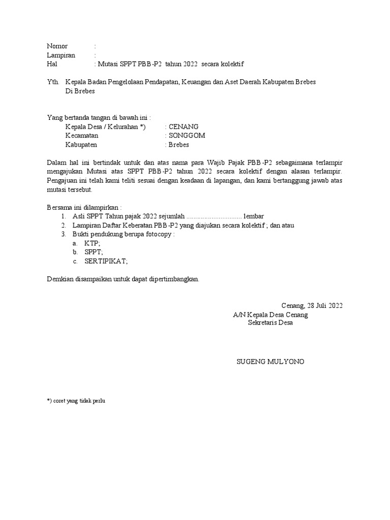 15.mutasi SPPT Secara Kolektif | PDF