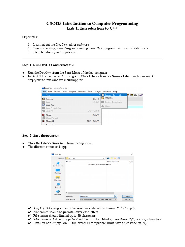 1.CSC425 Lab 1 | PDF | Programming | Computer Program