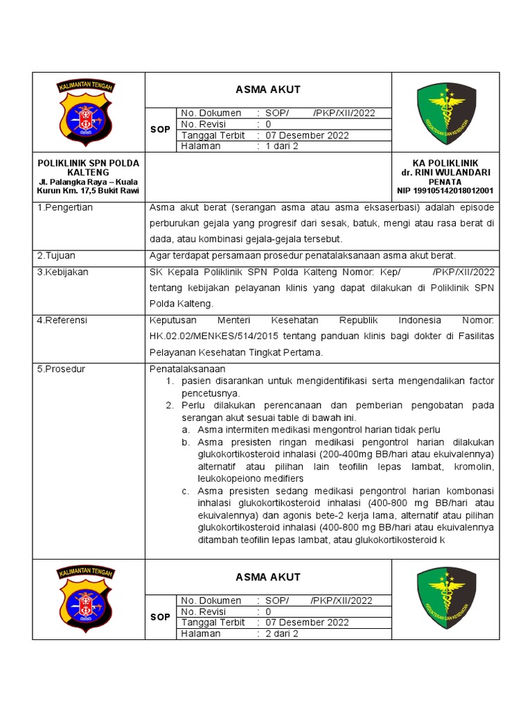 Sop Asma Akut | PDF