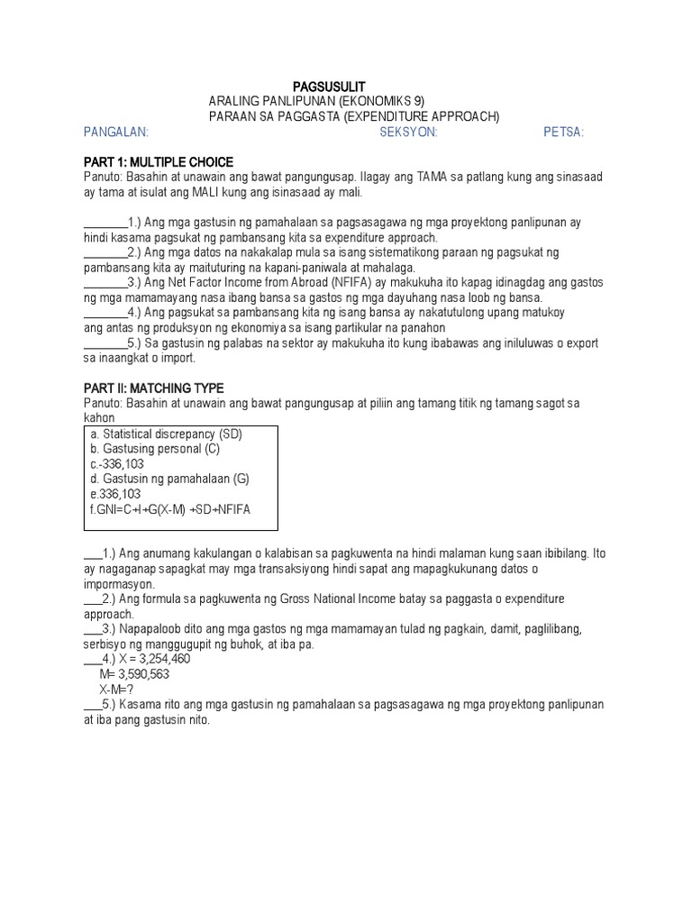 Pagsusulit Expenditure | PDF