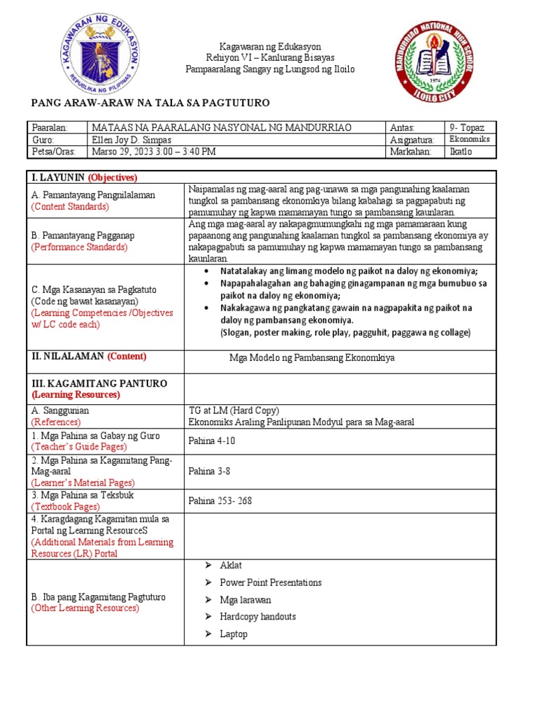 Mga Modelo NG Pambansang Ekonomiya - LP (AutoRecovered) | PDF