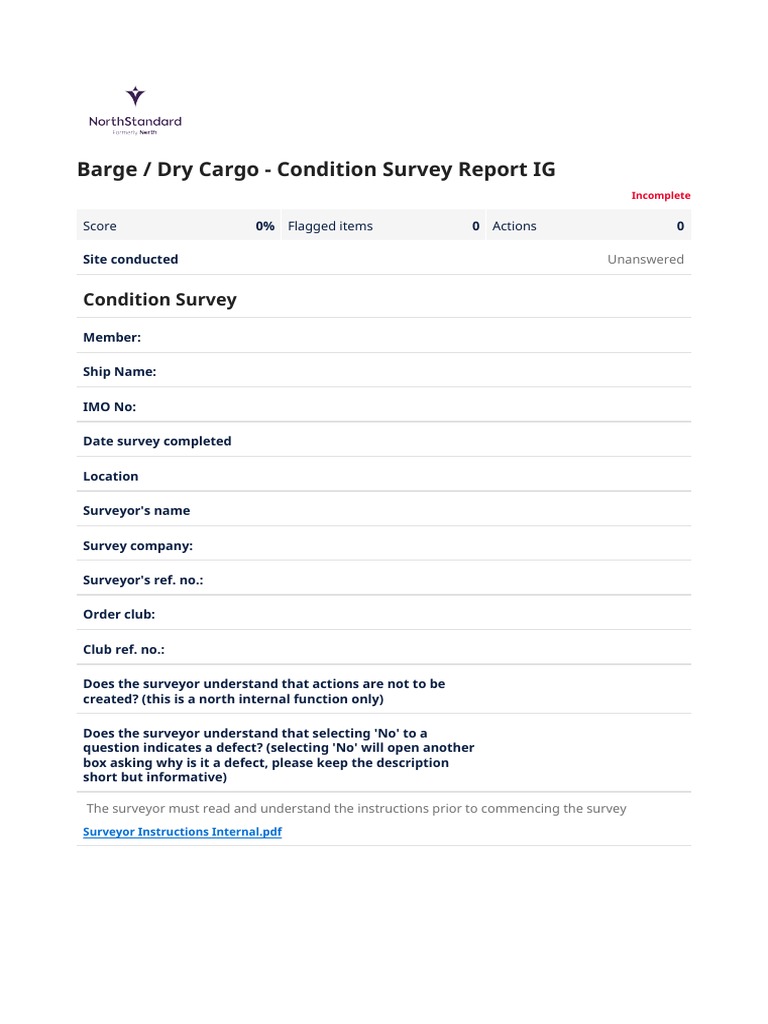 Barge Dry Cargo Condition Survey Report IG | PDF | Fires | Ships