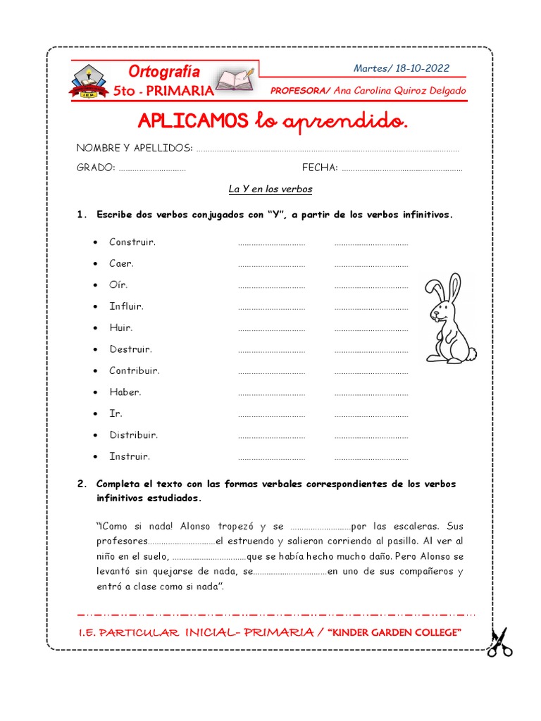 ORTOG.-4TO - PRÁCTICA_ “La Y en los verbos | PDF