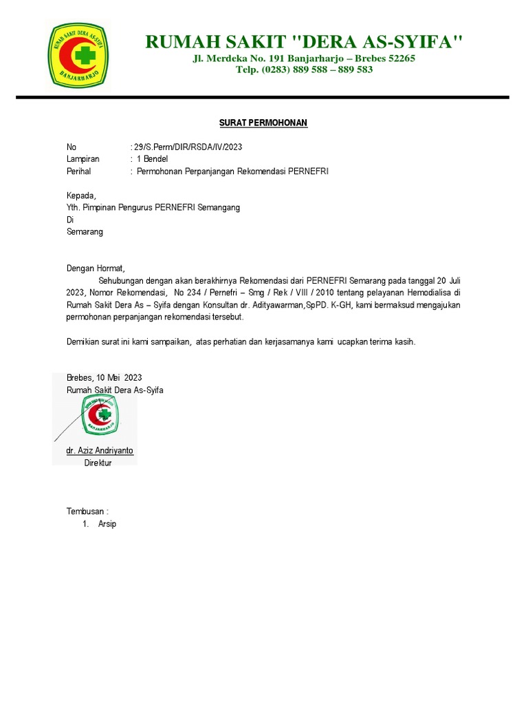 Surat Permohonan Rekom Pernefri Semarang | PDF