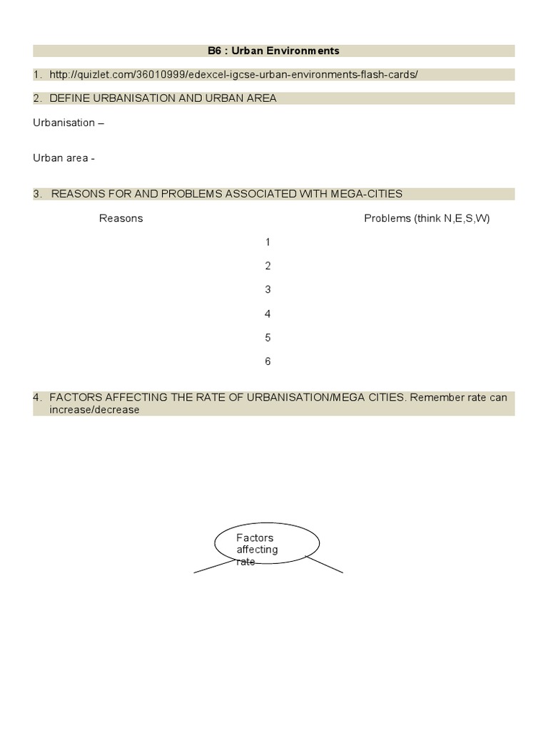 Urban Studies for IGCSE Students | PDF | Urbanization | Planning