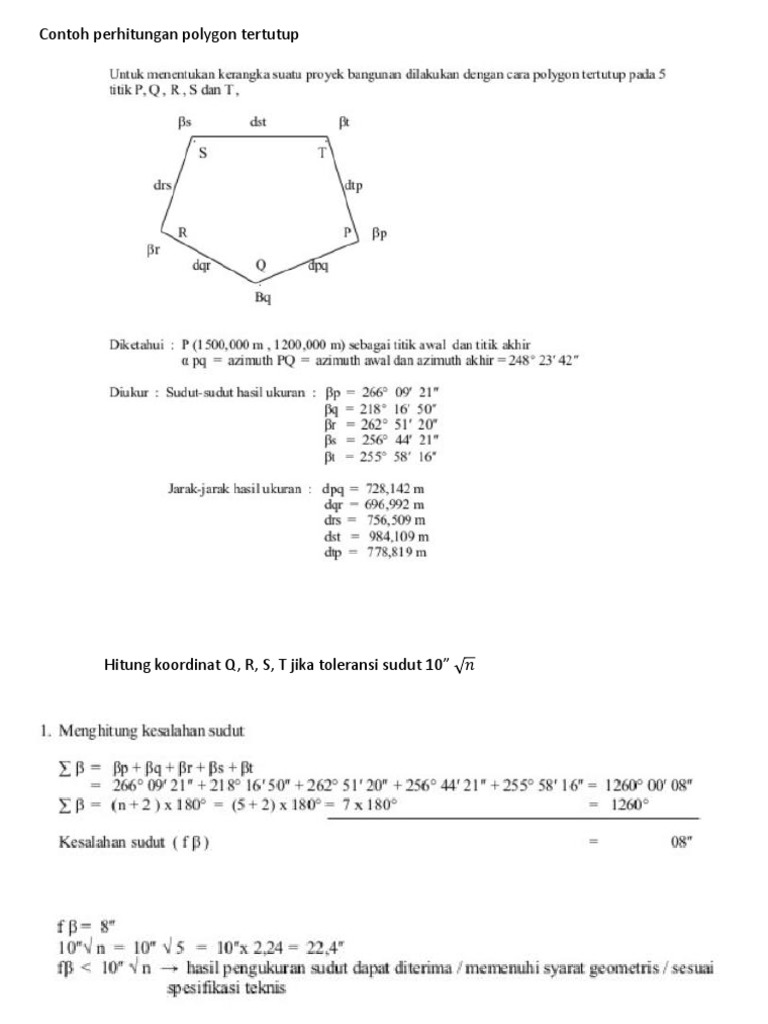 Contoh Perhitungan Polygon Tertutup | PDF