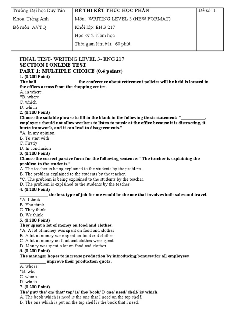FINAL - EXAM - ENG217-2022su NEW FORMAT | PDF