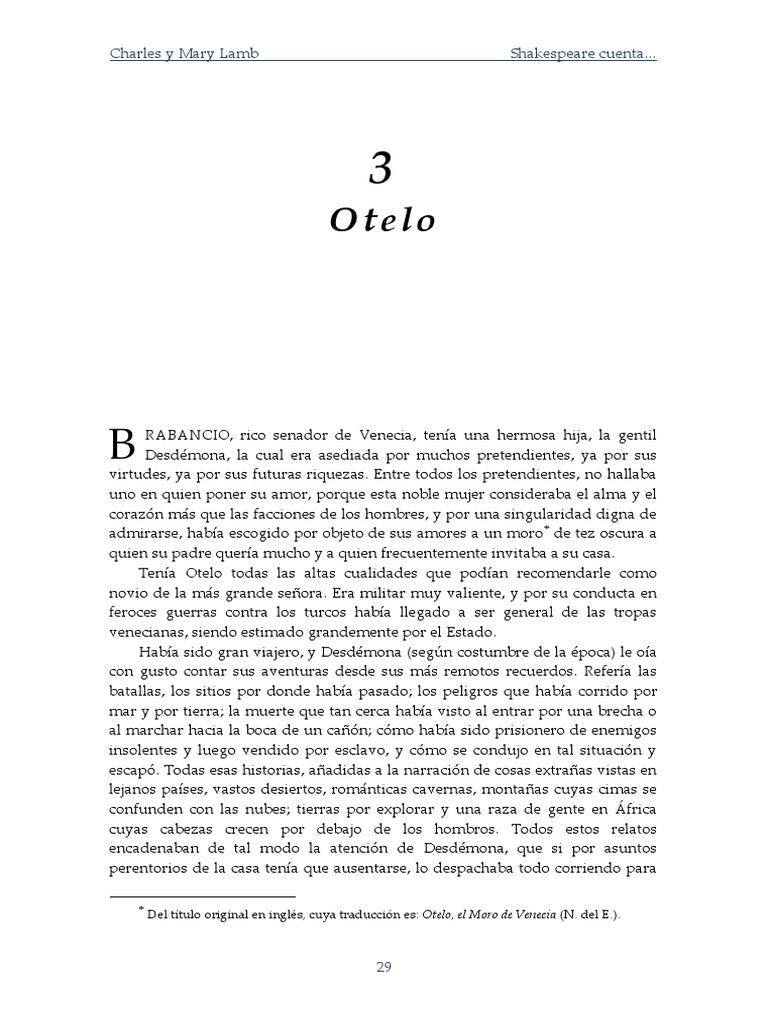 2 Otelo Cuento | PDF | OTELO | Tragedias de Shakespeare