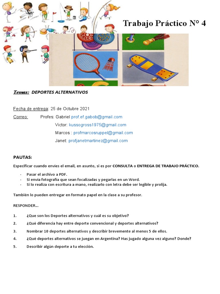 Trabajo Práctico N°4-5to Año | PDF | Deportes