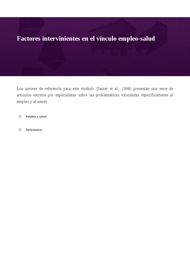 M2-2. Factores Intervinientes en El Vínculo Empleo-Salud | Descargar ...
