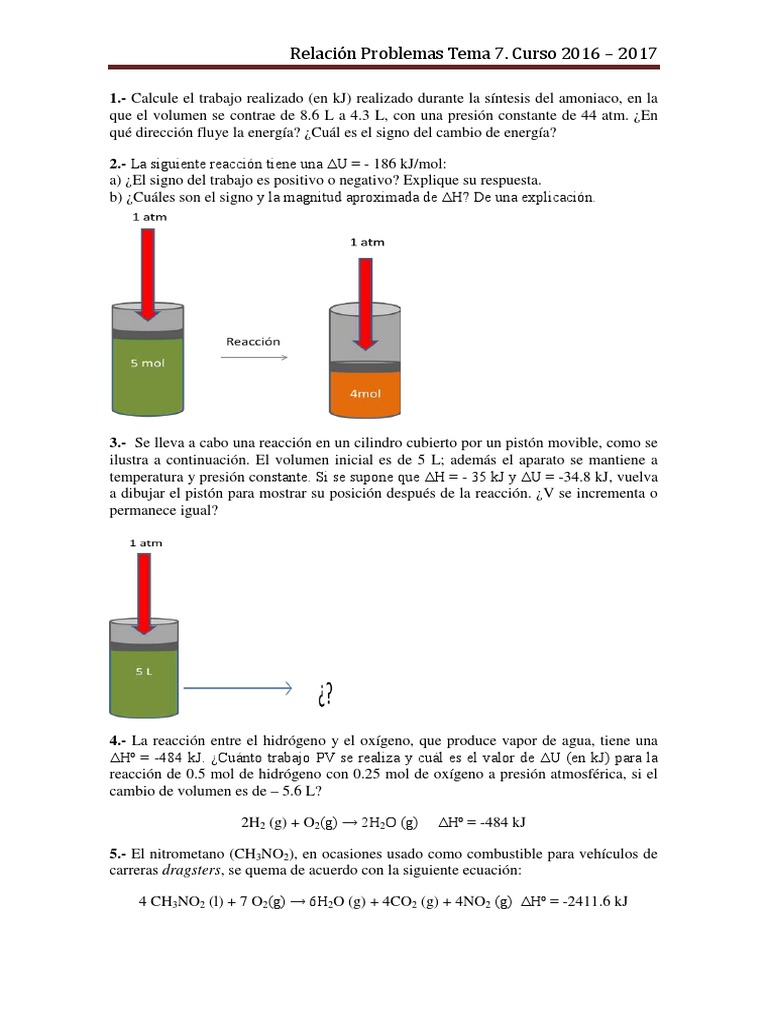 Relacion Problemas Tema 7 | PDF | Combustión | Entalpía