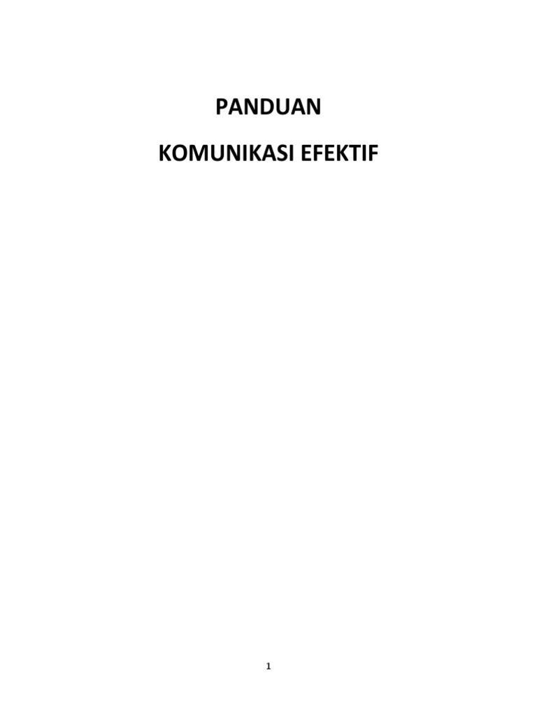 Panduan Peningkatan Komunikasi Yang Efektif | PDF