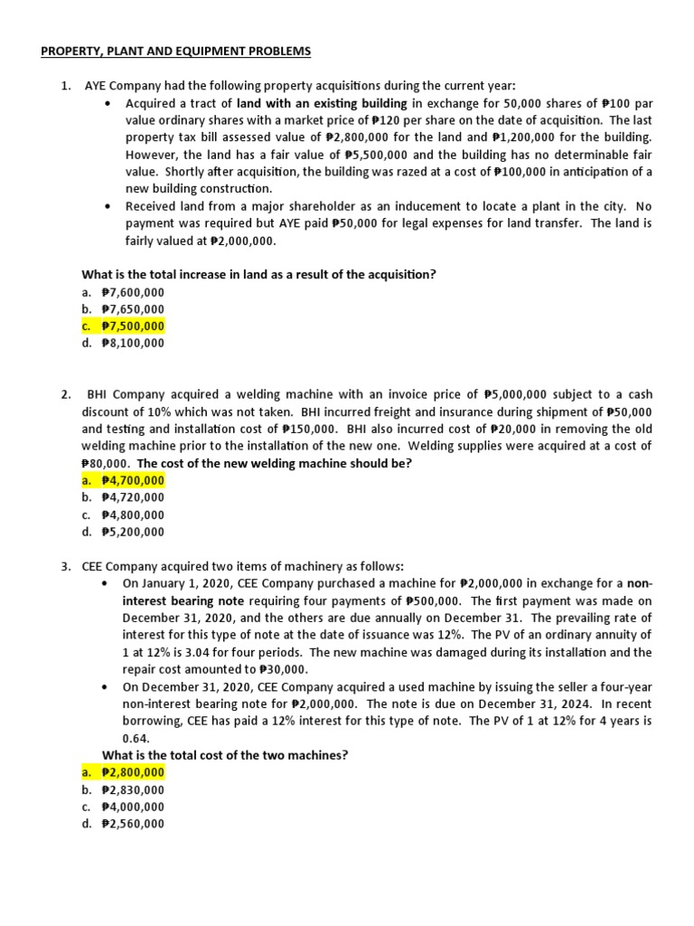 AE121 - PPE Lecture Problems | PDF | Cost | Depreciation