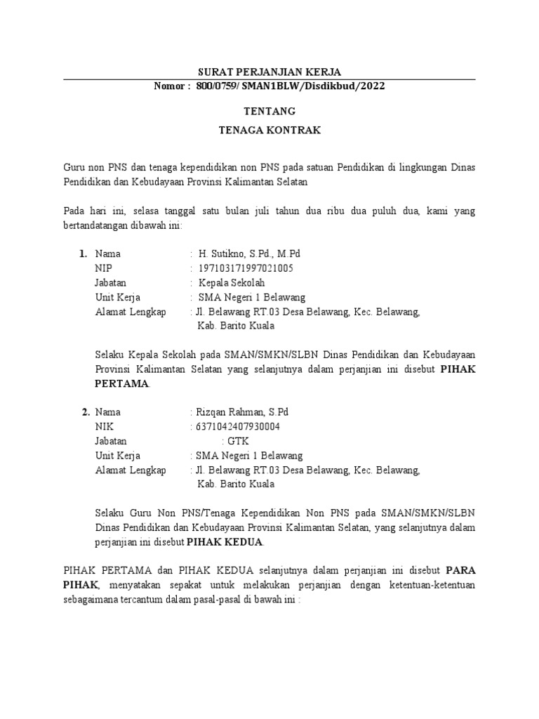 Pks GTK Non Pns 2022 Juli | PDF