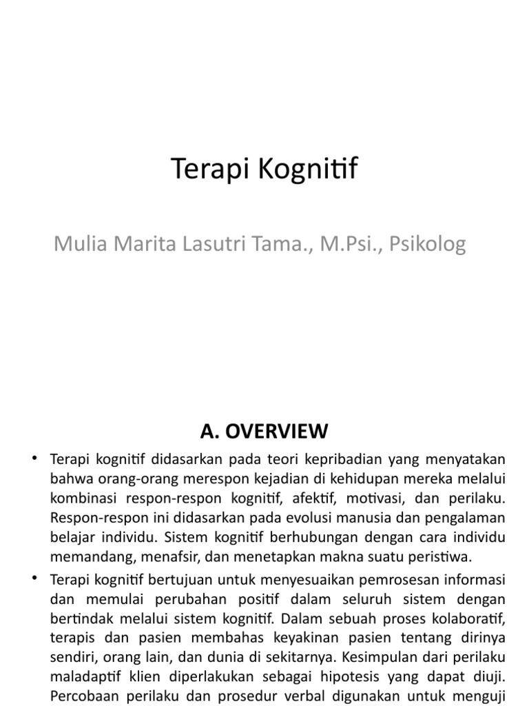 Materi Psikoterapi - Terapi Kognitif | PDF