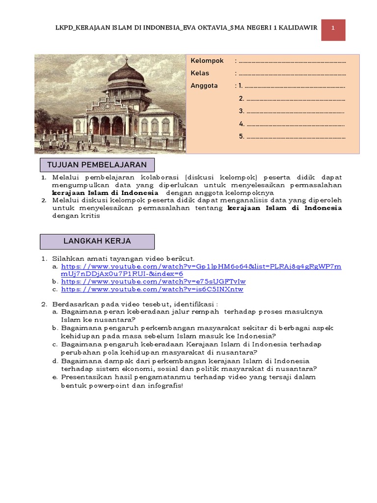 LKPD Kerajaan Islam Di Indonesia | PDF