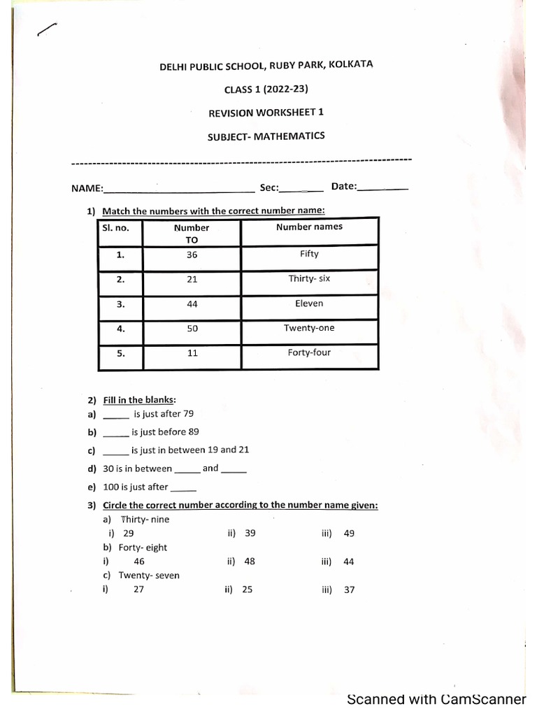 MATHS Worksheet | PDF