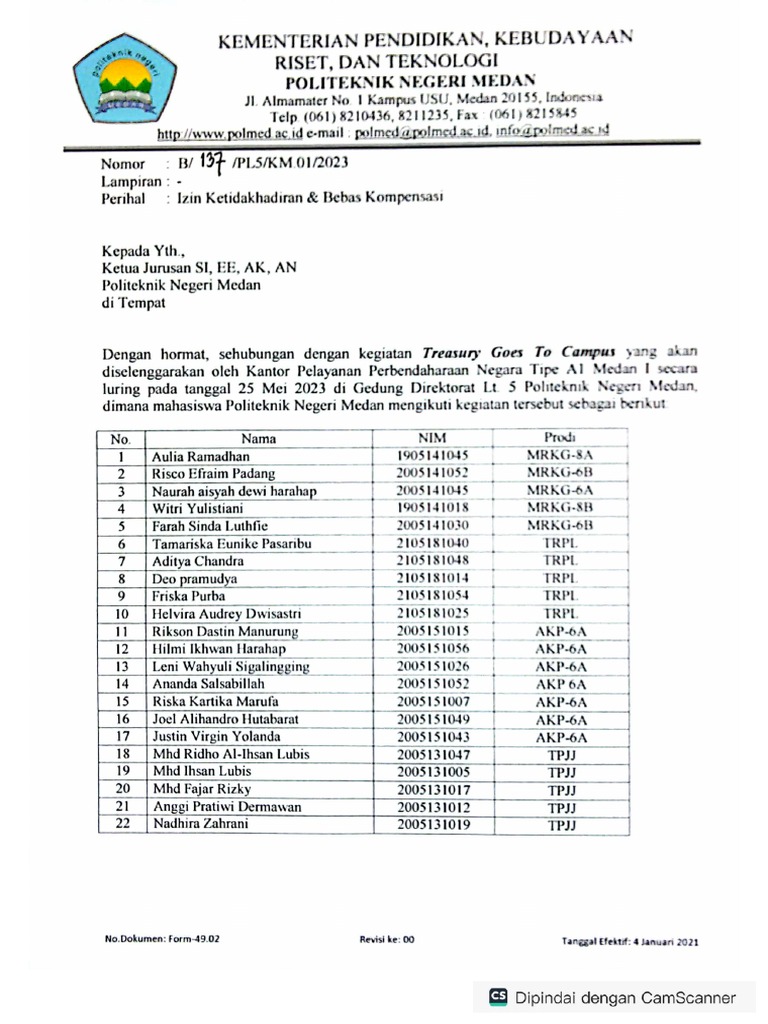 Surat Bebas Kompen | PDF