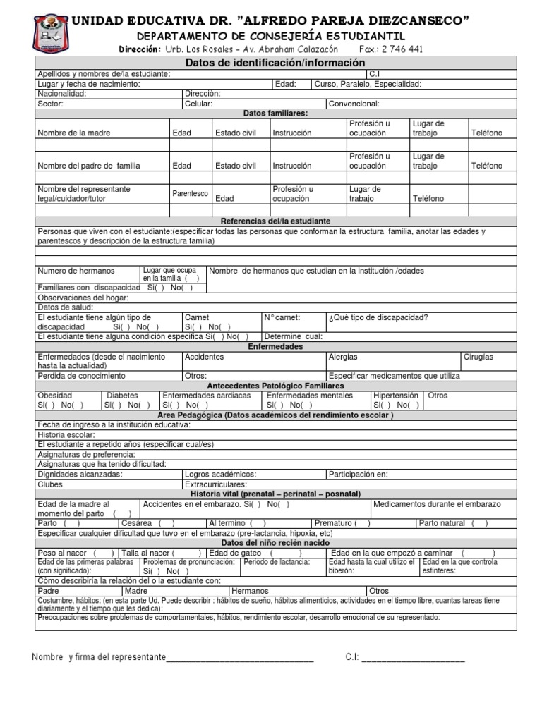 Ficha de Registro Acumulativo Dece 2023 | PDF