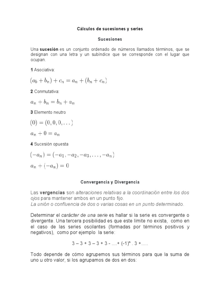 Cálculos de Sucesiones y Series | PDF | Series (Matemáticas) | Secuencia