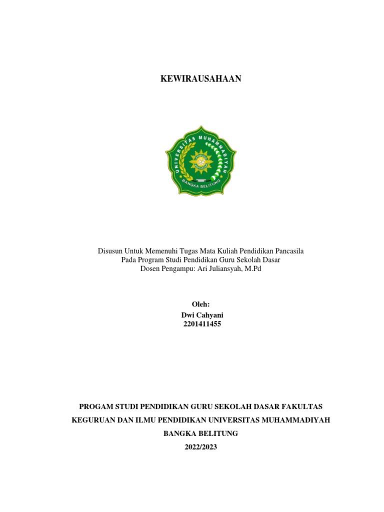 Paper Kewirausahaan 1 Dwi Cahyani | PDF