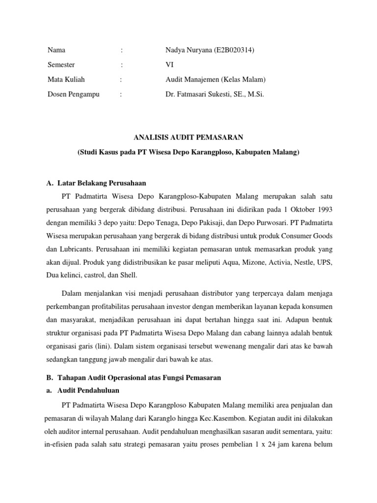 Uts Audit Manajemen - Nadya Nuryana | PDF