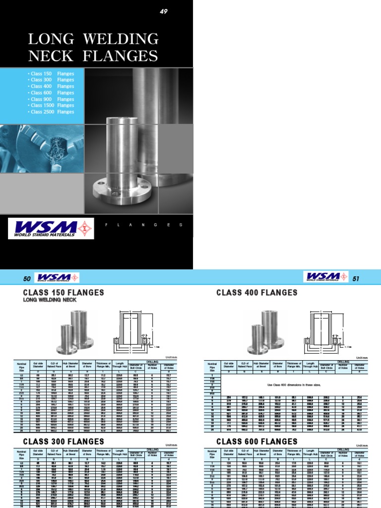 Long Weld Neck Flange Dimensions | PDF | Pipe (Fluid Conveyance) | Screw