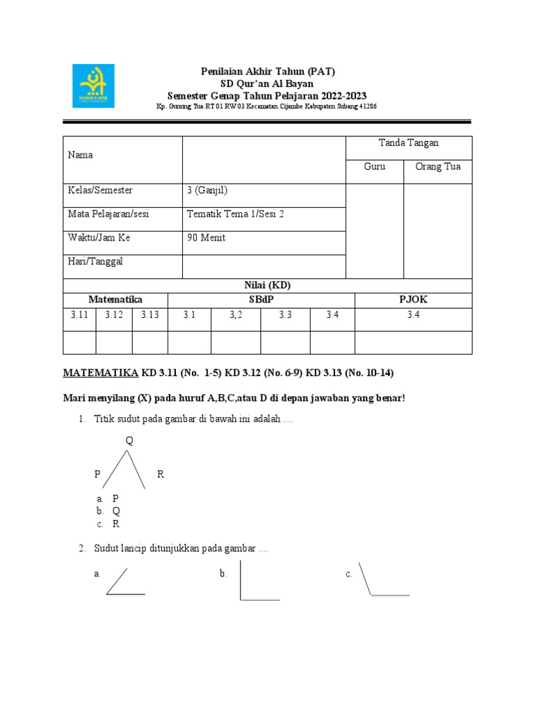 Soal Pat Tema 8 Berkas 2 | PDF