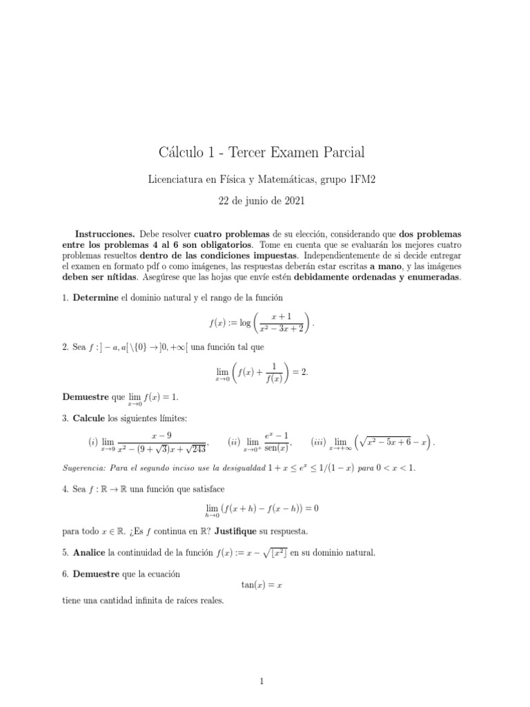 Calc1 1FM2 Exam3 | PDF