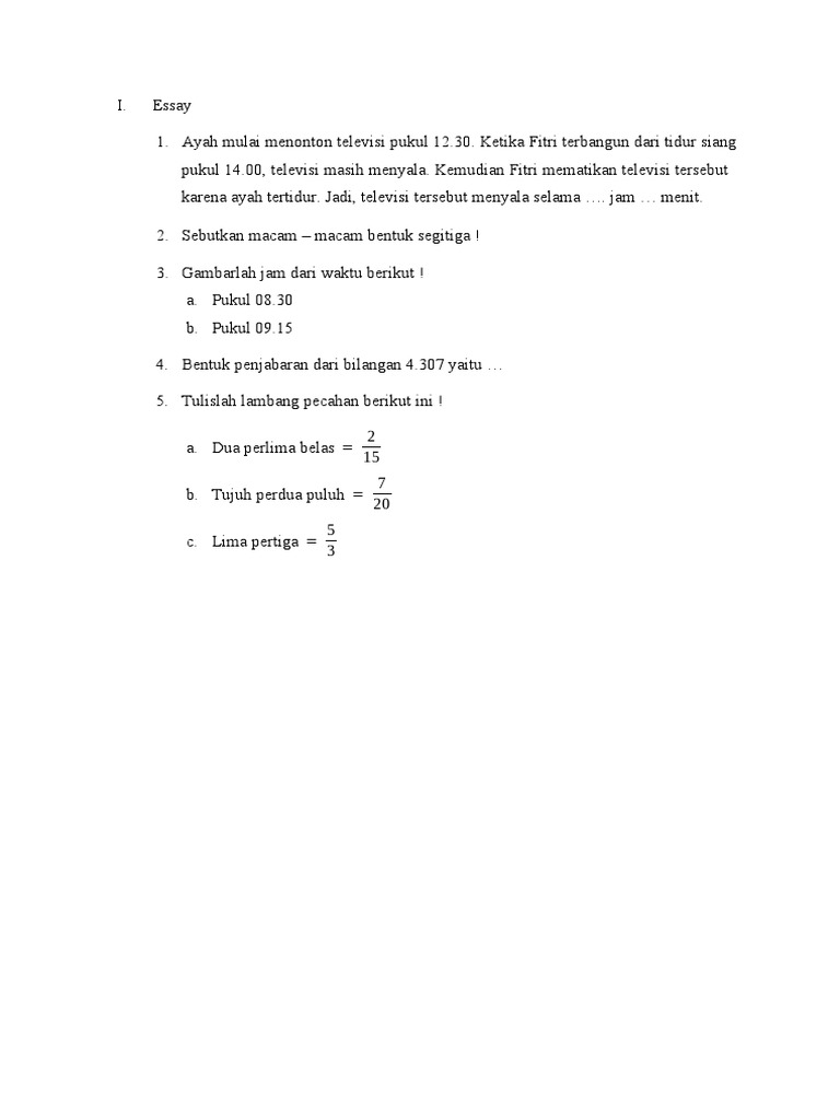 Soal Ulangan SD | PDF