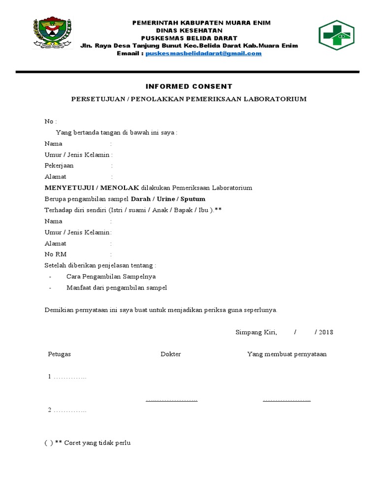 Informed Consent Laboratorium | PDF