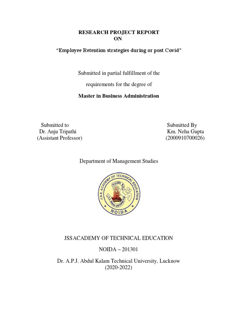 Neha Gupta - Research Project Report | PDF | Employee Retention | Employment