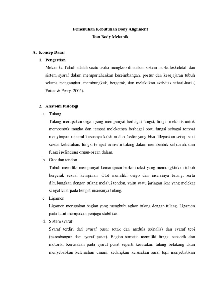 Pemenuhan Kebutuhan Body Alignment | PDF | Kesehatan Holistik