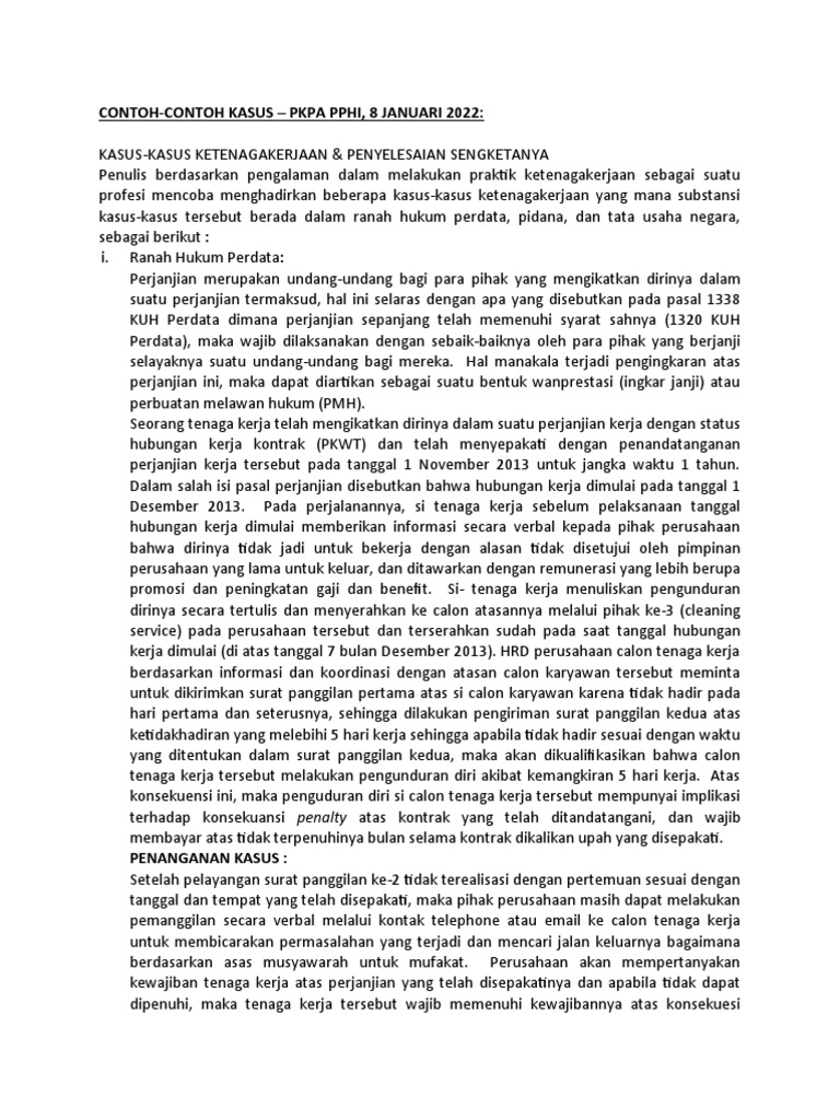 Kasus Ketenagakerjaan dan Penyelesaiannya | PDF