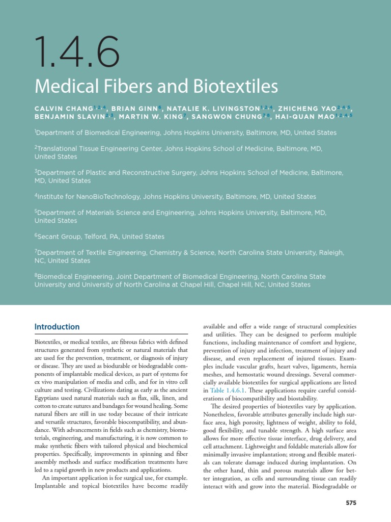 Medical Fibers and Biotextiles | PDF | Fibers | Polymers