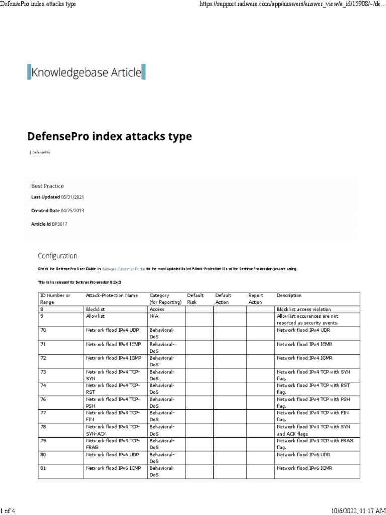 DefensePro Attack Protection IDs | PDF | Domain Name System ...